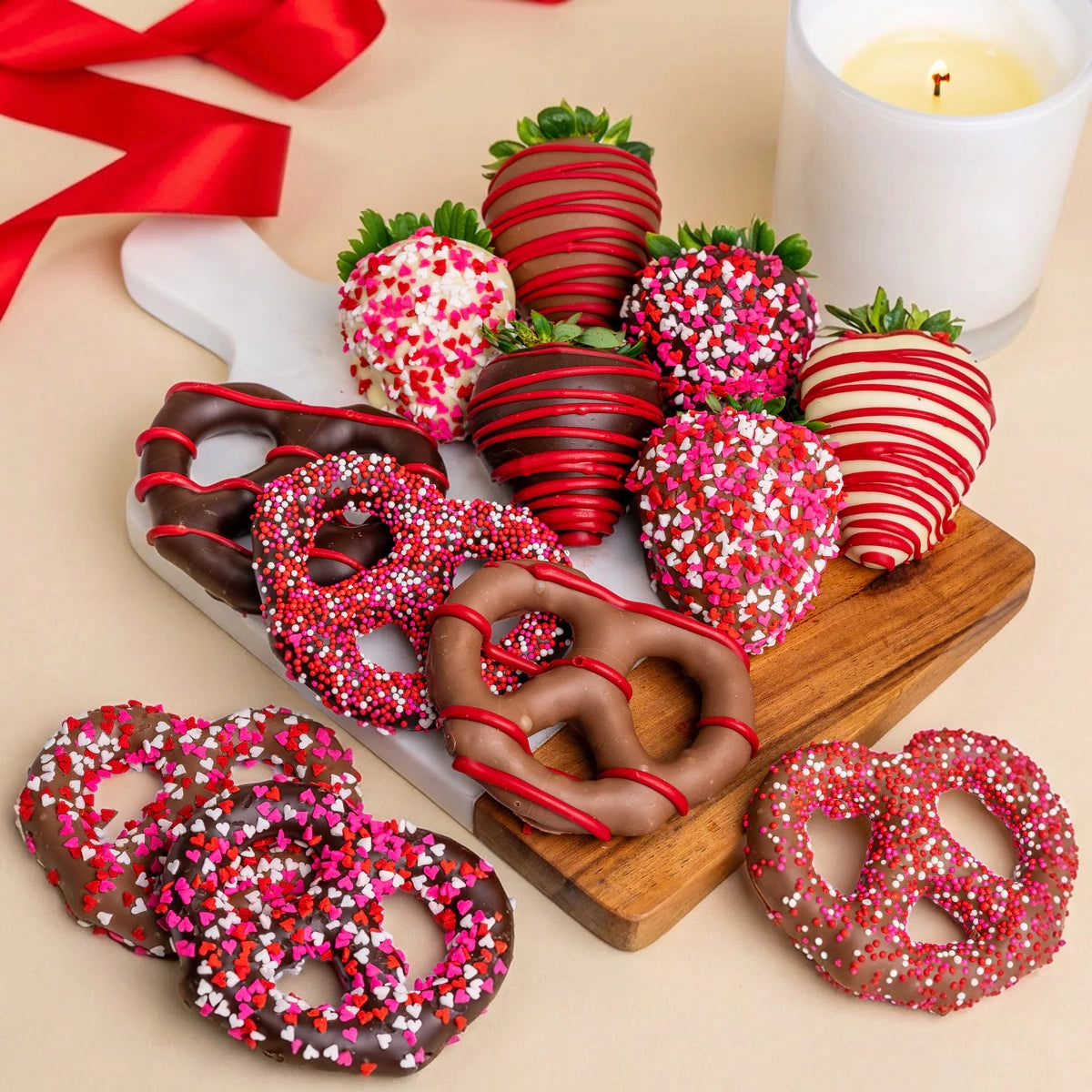 Cupid's Hand-Dipped Belgian Chocolate Strawberries & Pretzel Twists ...